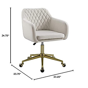 Linon White Quilted Brooklyn Office Chair, Metal