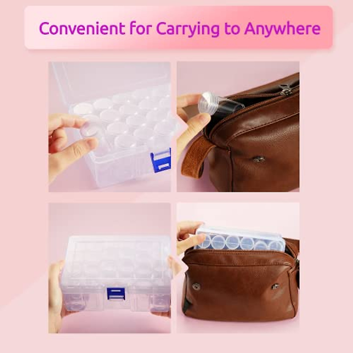 Embroidery Diamond Storage Box, JUSTDOLIFE Storage Boxes for Diamond Painting with 30 Small Beads Diamond Painting Storage Containers with Lid for Jewelry DIY Art Craft Rhinestones Sewing