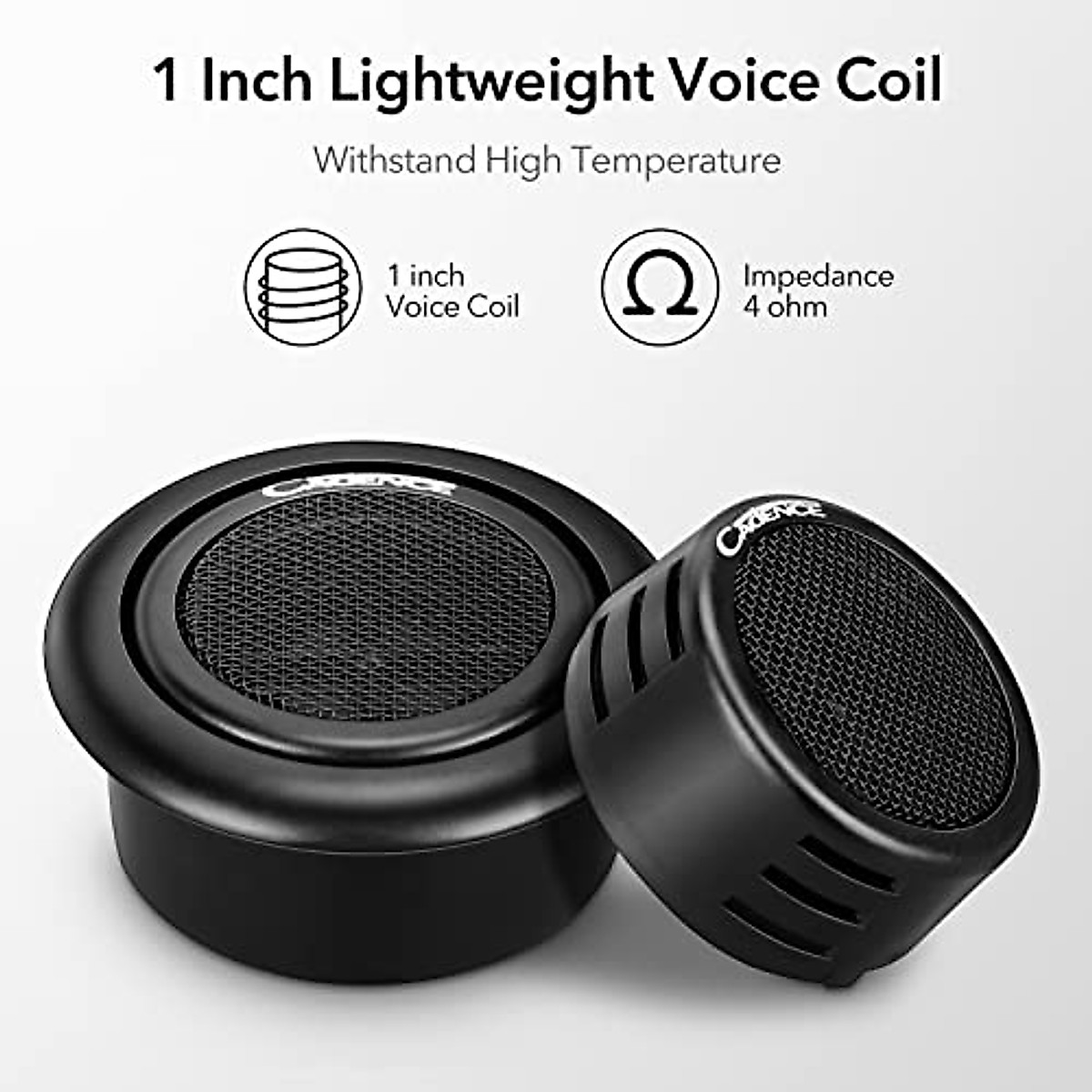 Cadence 1" Car Tweeters Pair Piezo Hybrid Q75T Replacement Speakers 400W, Modified Car High Fidelity Stereo Speaker Silk Dome Tweeter Car Audio