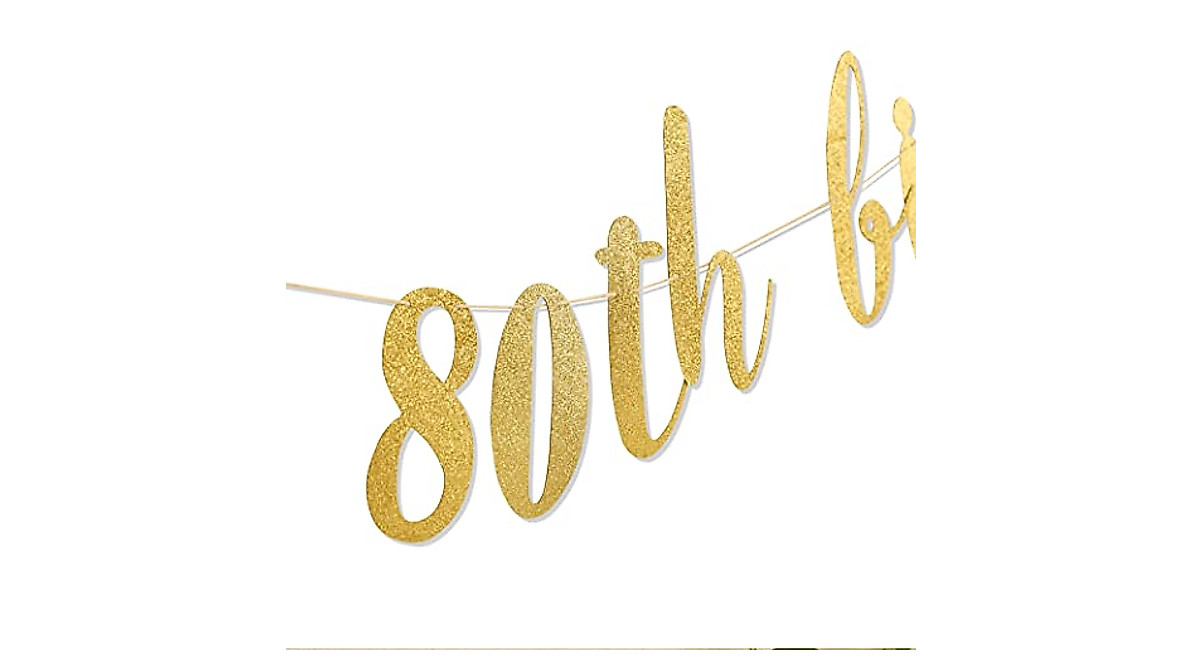 Happy 80th Birthday Banner Gold | Party Decorations