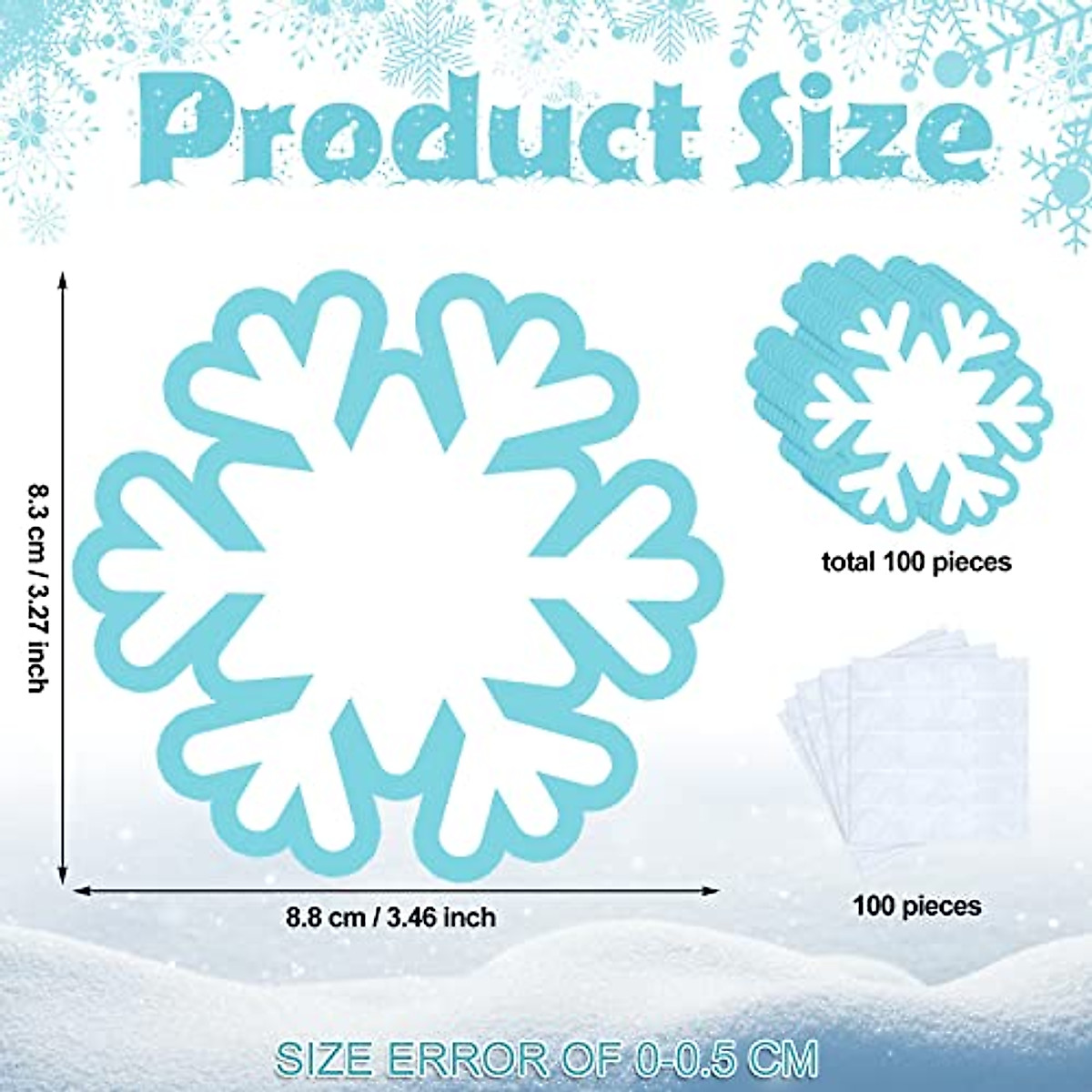 Geyee 100 Pcs Snowflake Cutouts Bulk Winter Bulletin Board Cutouts Decorations Paper Snowflakes DIY Snowflake Cutouts for Kids Classroom Party Supply(3.5 Inch)