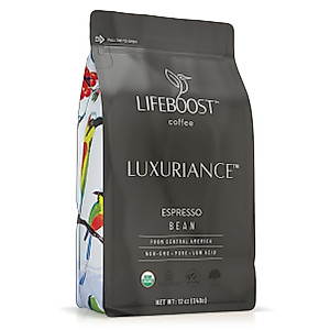 Lifeboost Coffee Organic Espresso Beans Whole - Low Acid Single Origin Organic Coffee - Non-GMO Espresso Coffee - Third Party Tested For Mycotoxins & Pesticides - Whole Bean - 12 Ounces