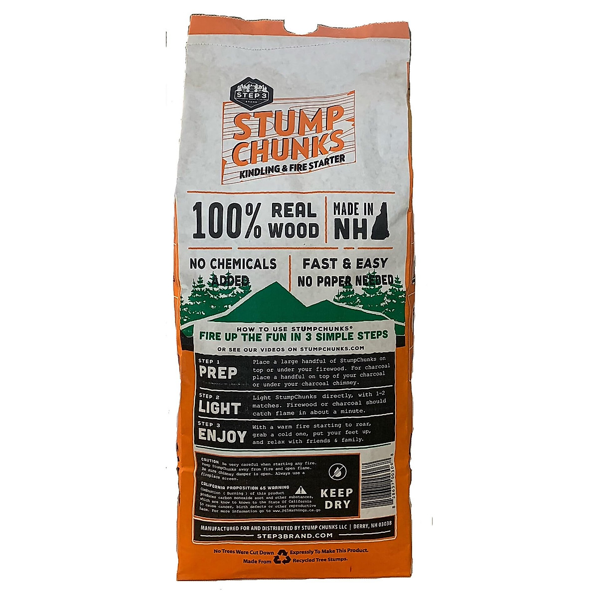 Stump Chunks: SC-15 1.5 Cu Ft Kindling & Fire Starters - Natural Fire Kindling Wood Sticks & Firewood Starter - Firestarter Sticks from Recycled Tree Stumps - Large Bag