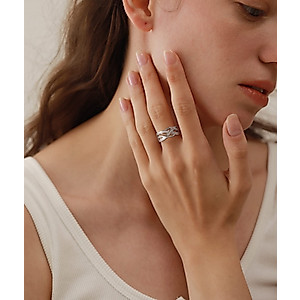 YL Twisted Knot Ring 925 Sterling Silver Celtic Knot Rings Cubic Zirconia Infinity Statement Rings-size9