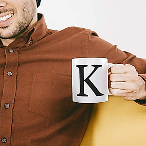 Custom Coffee Mug 11 Ounces Alphabet Letter Monogram K Ceramic Tea Cup Design Only