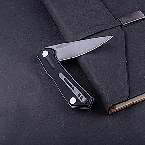 Real Steel VALORE liner lock flipper Pocket Knife - Nitro-V Steel, ball bearing , G10 Handle,Two-Bolt Design Language of Poltergeist Works - Perfect for Camping, Hiking, EDC Cutting Tasks (Black G10/Stonewash)