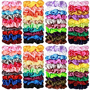 80 Pcs Silk Satin Hair Scrunchies 40 color Hair Bobbles Ponytail Holder Hair Accessories Scrunchy Solid Color Hair Ties