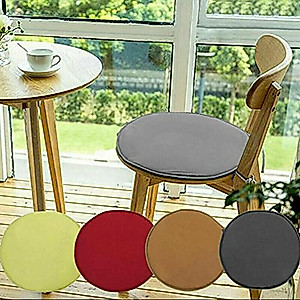 4PCS Round Chair Pads Seat Cushions, Set of 4 Patio Chair Pads with Ties, Soft & Comfortable Dining Chair Cushions, Indoor Outdoor Chair Cushions or Home Office and Patio Garden Furniture Decoration