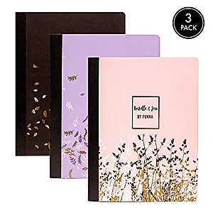 Pukka Pad, Composition Notebooks - 3 Pack of Journals Featuring 140 Pages of College Ruled 80GSM Paper with Sturdy Cover Stock - 9.75 x 7.5in - Rochelle and Jess