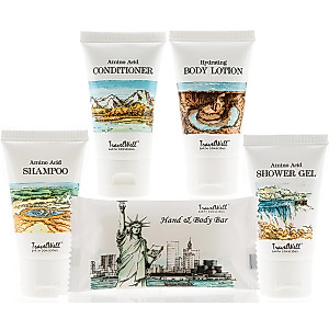 Landscape Series Hotel Toiletries Amenities Travel Size Massage Cleaning Soaps In Bulk 1.0oz/28g,30ml Shampoo, Conditioner,Body Lotion, Body Wash, Individually Wrapped 25 Set