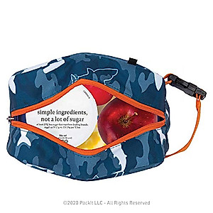 PackIt Freezable Snack Box, Camo Shark, Built with EcoFreeze Technology, Collapsible, Reusable, Zip Closure with Buckle Handle, Great for Fresh Snacks on the go