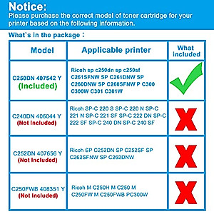 LCL Remanufactured Toner Cartridge Replacement for Ricoh 407542 sp c250dn sp c250sf C261SFNW SP C261DNW SP C260DNW SP C260SFNW (Yellow 1-Pack)