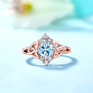 Custom Birthstone Sterling Silver Celtic Knot Ring for Women Personalized Engraved Irish Celtic Band Ring Jewelry for Her Engagement Ring Birthstone Ring Promise Ring Statement Ring Women Gifts