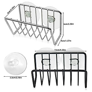 AFUNTA Sponge Holder for Kitchen Sink, 2 Pcs Stainless Steel Sponge Holder Soap Bar Holder with 4 Suction Cups, Kitchen Sink Organizer for Sponge, Soap, Scrubber