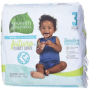 Seventh Generation Baby Diapers, Sensitive Protection, Size 3, 27 Count