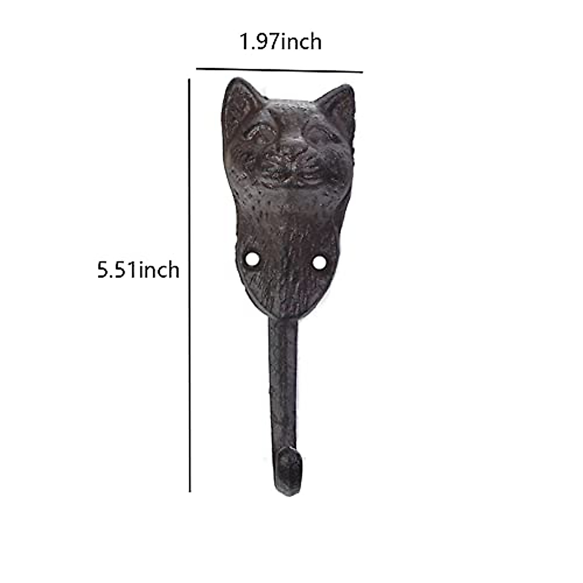 brandname RRRuo Rustic Heavy Duty Hook Cat Head Coat Hooks Decoration for Keys Towel Bags Hat Coat Home Wall Mounted Hook Hardware 2 Pieces（Brown）