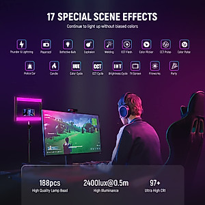 NEEWER RGB-A111 II Smartphone Video Rig with Light Kit, Support Vertical Shoot, Handheld Phone Camera Cage Stabilizer with Cold Shoes/Shutter/Battery, 17 Scenes RGB Ring Light 2500K-10000K CRI97+