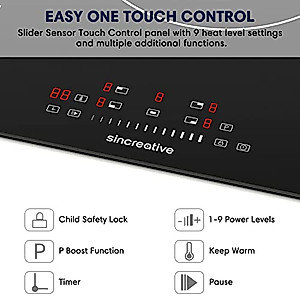 Induction Cooktop 36 Inch, Electric Cooktop 5 Burners, Drop-in Induction Cooker Ceramic Glass Induction Burner With Timer, Child Lock, 9 Heating Level and Sensor Touch Control, ETL & FCC Certified