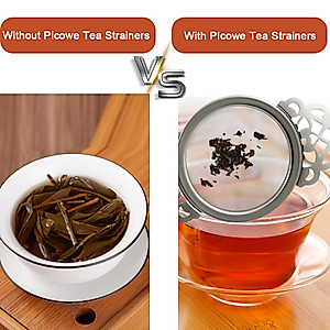 Picowe 2 Pack Tea Strainer Bowl, Stainless Steel Sliver Tea Strainers for Loose Tea Fine Mesh for 2.5-4 Inch Cup Mouth