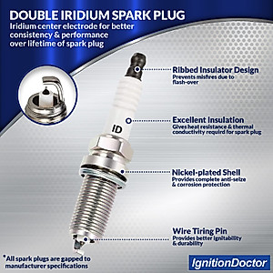 IgnitionDoctor Ignition Coil and Double Iridium Spark Plug Pack Of 6 Compatible with select 2003-2014 Tacoma, 4Runner, FJ Cruiser, Tundra 4L V6 90919-02248 UF-495