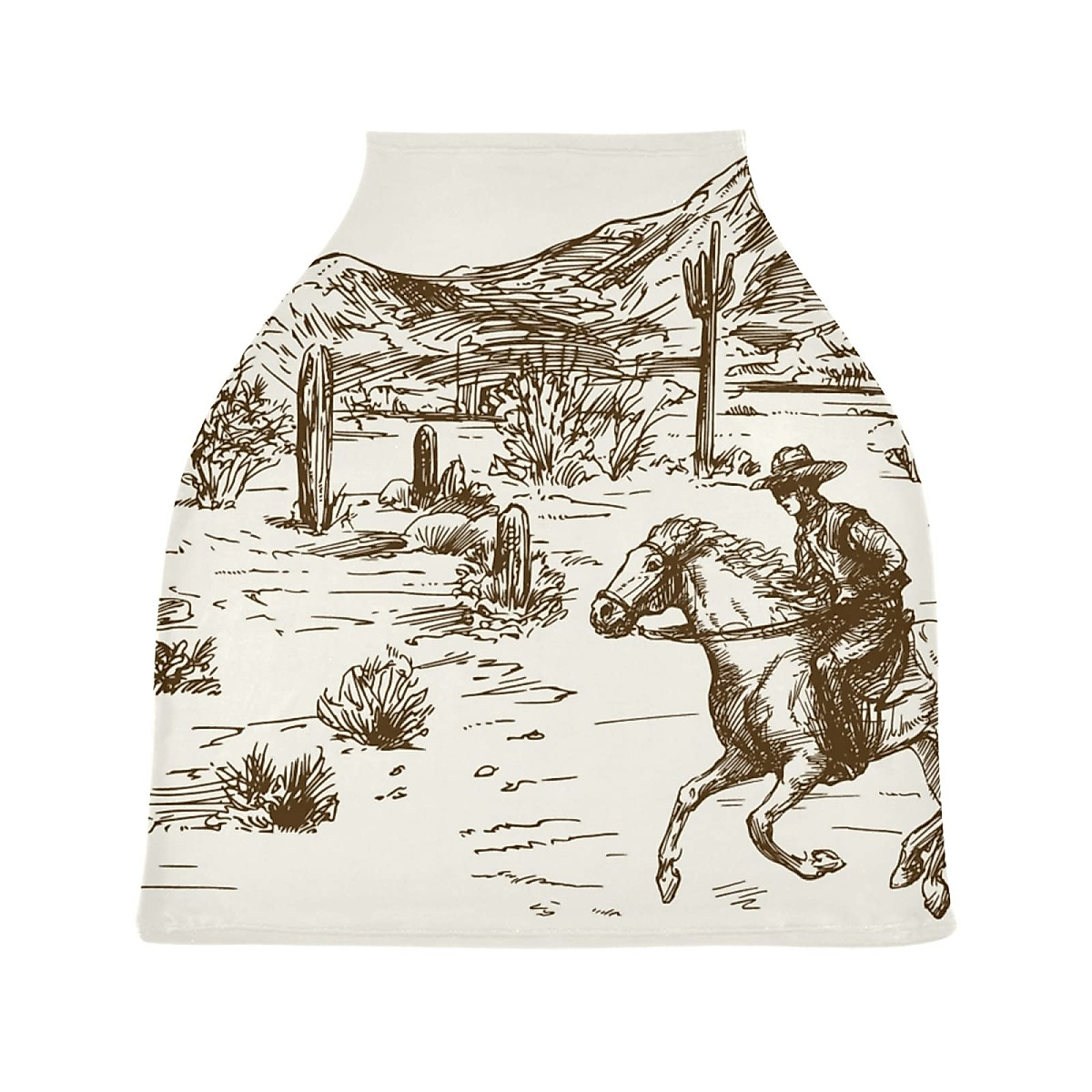 xigua Soft Baby Car Seat Covers Canopy for Infants Strollers Canopies for Newborns Babies Nursing Apron Cover for Breastfeeding, Western Desert Cowboy