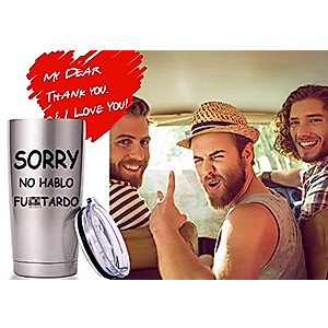 Funny Mug Gifts for Men.Sorry No Hablo Sarcastic Novelty Cup Joke Great Gag Gift Idea Tumbler for Men Women Office Work Adult Humor Employee Boss Coworkers(20oz Stainless Steel)