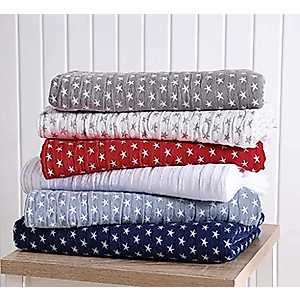 Sterling Creek Dawson Star Muslin Cotton Blanket Three Layers Lightweight Breathable Gauzy Blanket for Adults, All Season (Throw, Navy)