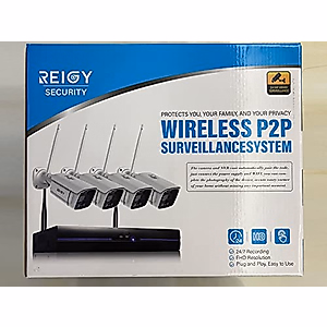 REIGY 3MP WiFi Security Camera System with Floodlight Without Hard Drive, 2K Outdoor Home Surveillance Set 8CH 5MP NVR + 4X 1296P IP Cam, 2-Way Audio Remote View Color Night Vision Motion Detection