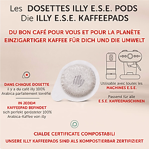 illy E.S.E. Coffee - Single-Serve Coffee Capsules & Pods - Coffee Pods – Intenso Dark Roast - Notes Of Cocoa & Dried Fruit - For E.S.E Coffee Machines - Extraordinary Aroma & Body – 18 Count