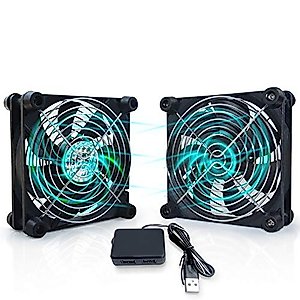 USB Computer Fan 120mm Cabinet Fan for Electronics DC 5 Volt Computer Fan Quiet USB Cooling Fan for Computer Case CPU Routers Receiver Cabinets Cooling (2 Pack)