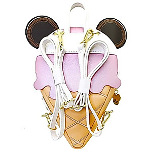 Loungefly X LASR Exclusive Disney Frosted Minnie Ice Cream Convertible Mini Backpack - Fashion Cosplay Disneybound Cute Backpacks