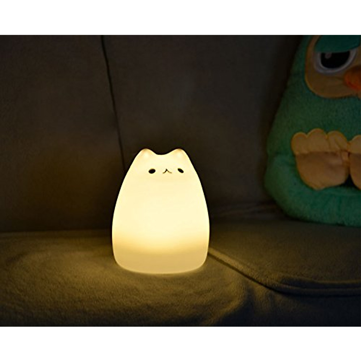 MOEBULB Children Night Light 7 Colorful Silicon Cute Cat LED Night Light Lamp USB Rechargeable Desk Light for Baby Kids Bedside Bedroom Children Study lamp