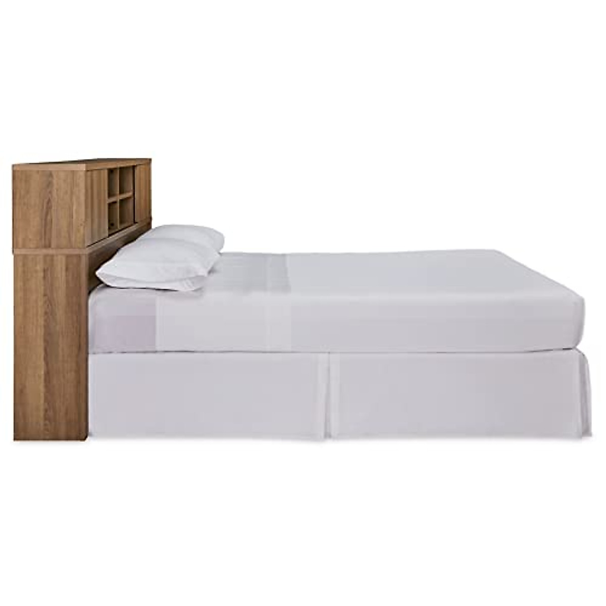 Signature Design by Ashley Thadamere Rustic Storage Headboard with USB Ports, King/California King , Light Brown