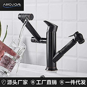 Kitchen Faucets Commercial Modern Basin hot and Cold Water Faucet Copper Rotating Telescopic Bathroom Bathroom Sink wash Basin Faucet can Pull