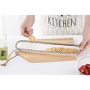 Pampa Bay Porcelain Cracker Cheese and Charcuterie Tray (White and Silver)