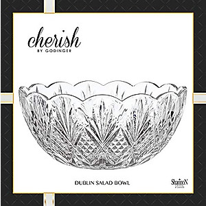 Godinger 8.5" Serving Bowl, Salad Bowl - Dublin Collection, Giftable Packaging