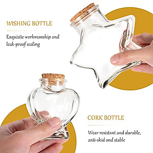 Luxshiny Glass Cork Bottle 4 Pcs Small Glass Jars with Cork Lids Heart and Star Shaped Candy Jars Cookie Jars Clear Storage Container Jars Wishing Bottles Drift Bottles Glass Lucky Bottle