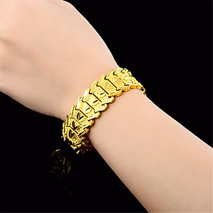 Naivo Wrist Chain 24k Gold Plated Noble Men's Women's Bracelets Fashion Bangle (106)