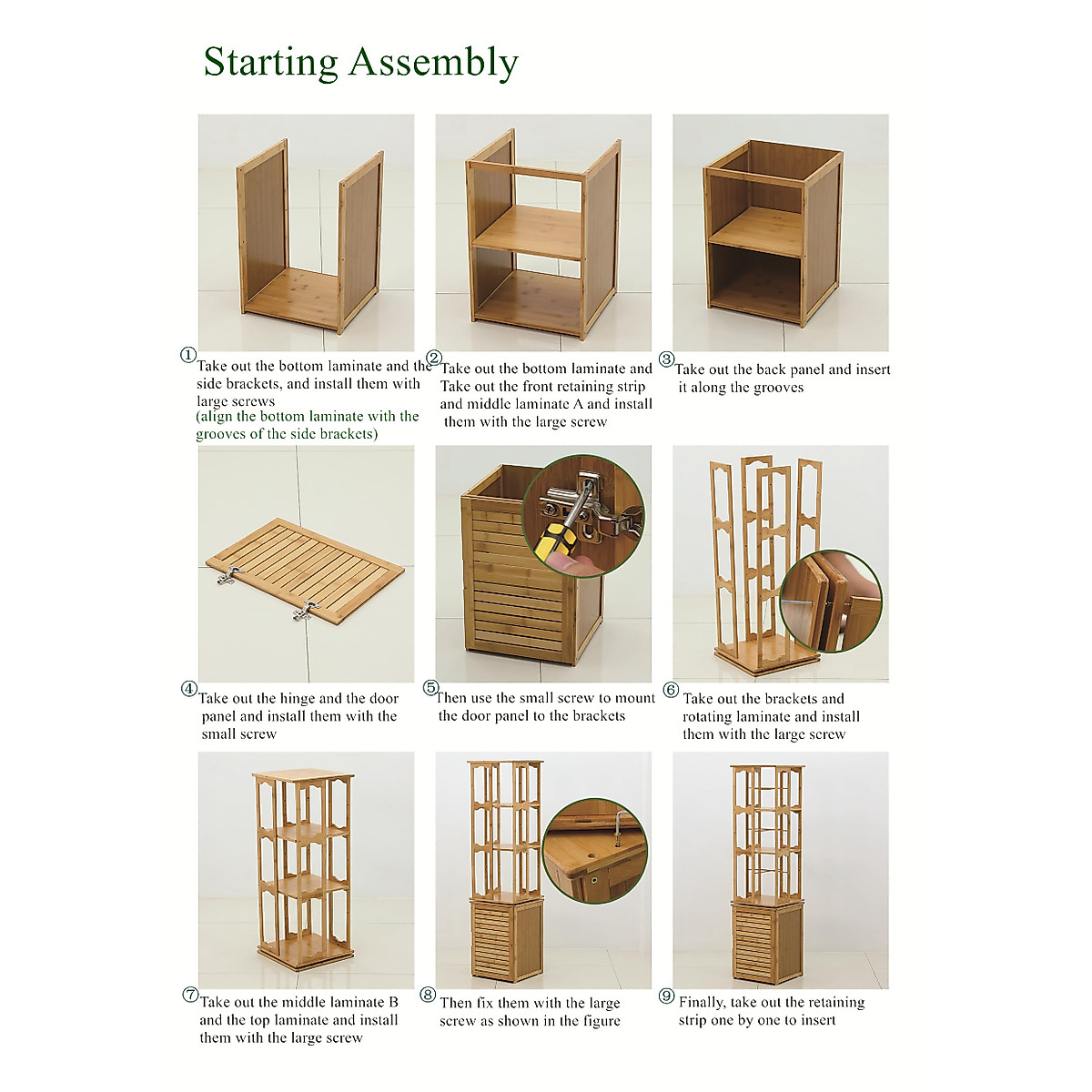 Rotating Bookshelf, 6 Tier 360° Floor Standing Revolving Bookcase Storage Rack, Bookcase Corner Tall Book Shelf, Narrow Bookshelf, with Door,Book Shelf Organizer for Bedroom,Living Room,Small Space