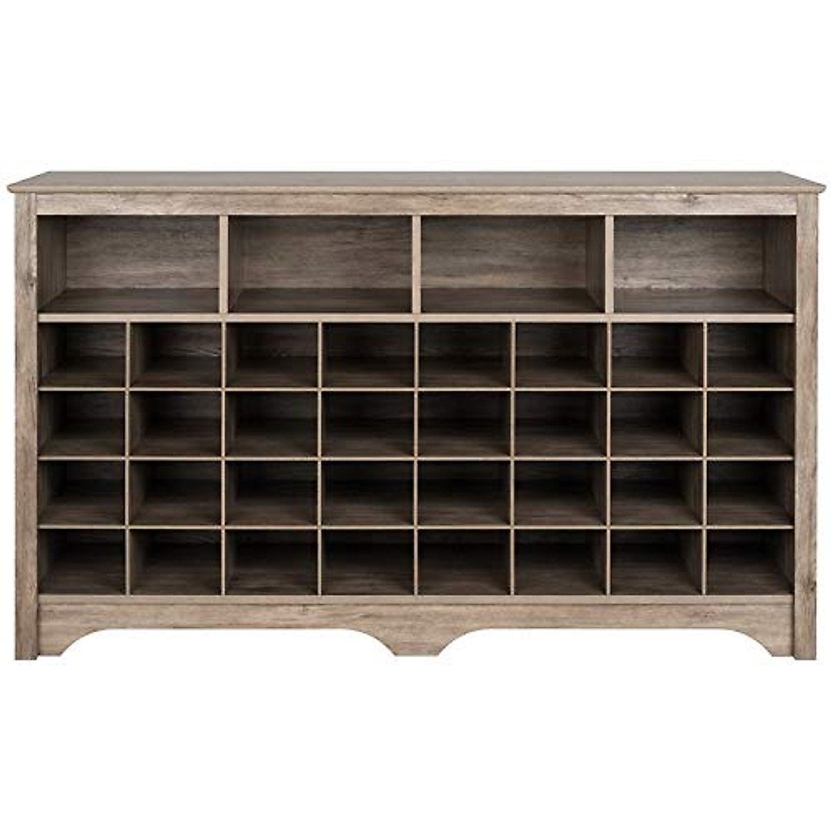 Pemberly Row Transitional 36 Cubby Wooden Shoe Cubby Console in Drifted Gray