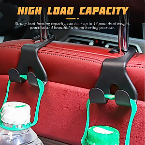 AICEL Car Seat Headrest Hook, 4 Pack Purse Hooks for Auto, 2 in 1 Durable Seat Back Hanger, Storage Organizer Phone Holder for Automotive Interior, Universal for Handbag Coat Grocery (White)