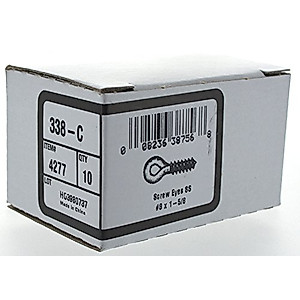 Hillman 4277 Stainless Steel Screw Eyes (#8 x 1-5/8") - 10 pieces