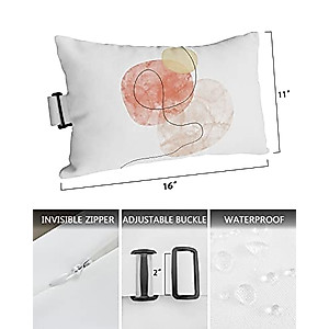 Recliner Head Pillow Ledge Loungers Chair Pillows with Insert Abstract Watercolor Red Yellow Round Lines Lumbar Pillow with Adjustable Strap Outdoor Waterproof Patio Pillows for Beach Pool, 2 PCS