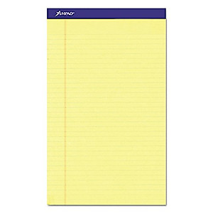 Ampad TOP20230 20-230 Evidence Perf 8-1/2x14 Pads, Wide Rule, Red Margin, Canary, 50 Sheets, Dozen