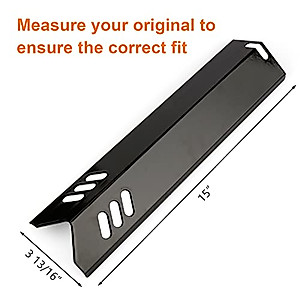 Utheer 15 inch Grill Heat Plates for Dyna-glo DGF510SBP, DGB610SSP, DGF493BNP, DGF510SSP, Backyard BY13-101-001-13, Uniflame GBC1059WB BHG, Porcelain Steel Grill Parts Replacement, 4 Pack Flame Tamers