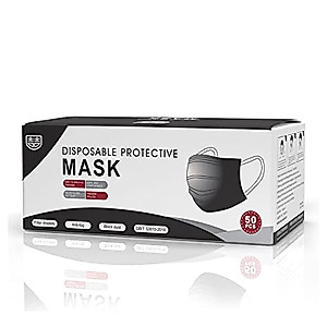 100pcs Premium Individually Wrapped Disposable Face Mask Black Premium Comfort Earloops Nose Wire