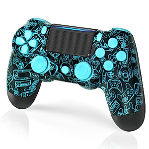 Wireless Controller for P4/Slim/Pro/PC, Remote Controller with Dual Vibration, Audio Gyro, Double Vibration Function