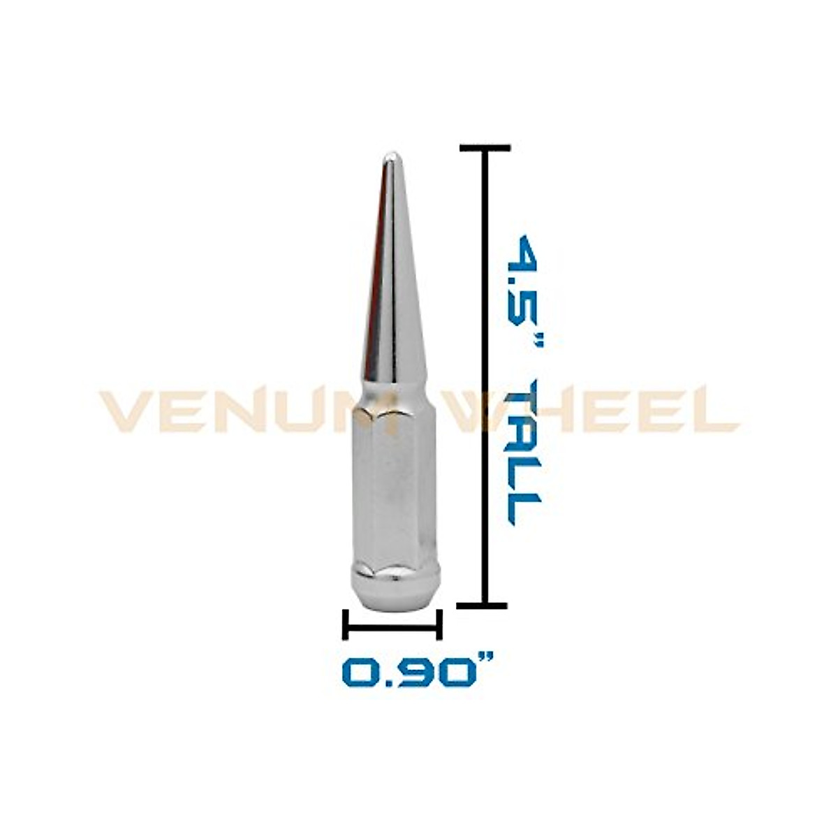 Venum wheel accessories 20 Pc Chrome Spike Lug Nuts | 1/2"-20 Thread | 4.5" Tall + Key Socket | Works with Chevrolet GMC C10 K10 1/2 Ton Trucks K5 Blazer Jimmy - Aftermarket Wheels
