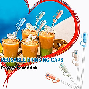 EXQUILEG Straw Covers Cap Fit for Stanley Cup, 4Pcs Silicone Straw Toppers Compatible for Stanley 30&40 Oz Tumbler, 10mm Drinking Straw Tip Covers Fit for Stanley Cups Accessories