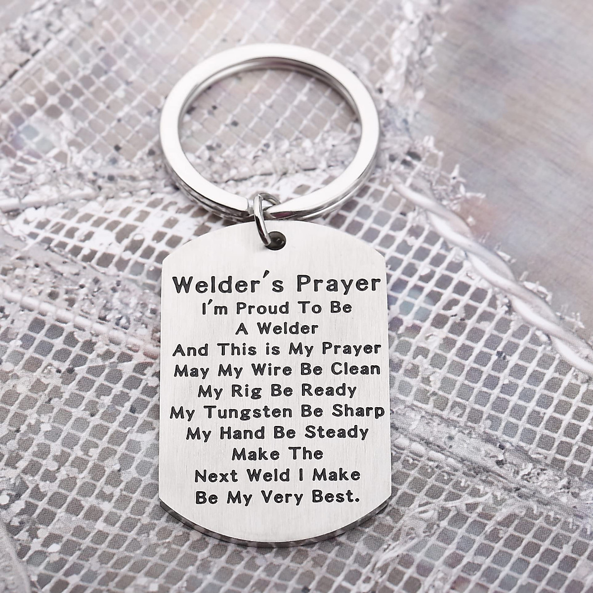 Welder's Prayer Keychain Welder Helmet Jewelry I'm Proud To Be A Welder Jewelry Welder Dog Tag Keychain Welder Gifts (Welder's Prayer KS)